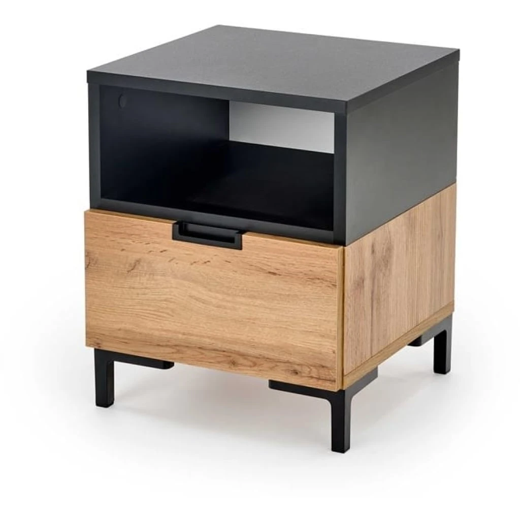 Stylový noční stolek Silvia dub wotan-černý - Halmar - Tmnábytek.cz ...