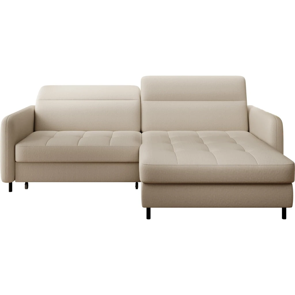 Pravostranná rohová sedací souprava Gomsi s rozkládací funkcí typu delfín a úložným prostorem na ...